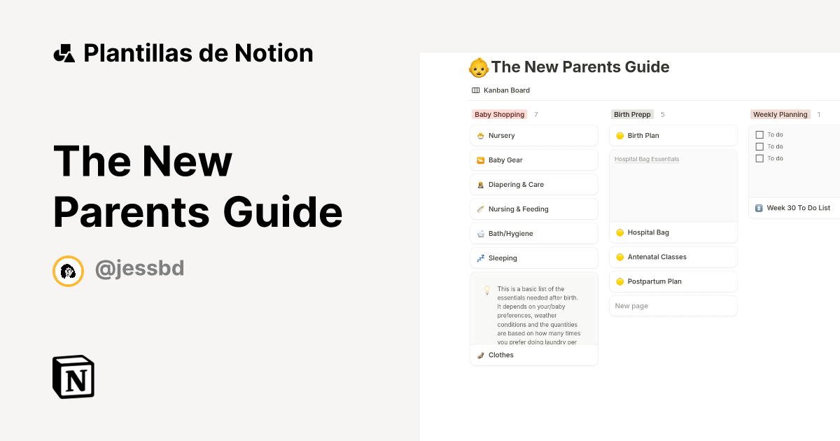 Plantilla The New Parents Guide de Jess | Notion Marketplace