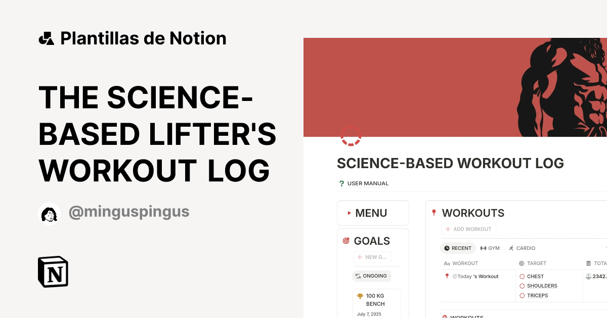 Plantilla THE SCIENCE-BASED LIFTER'S WORKOUT LOG | Notion Marketplace