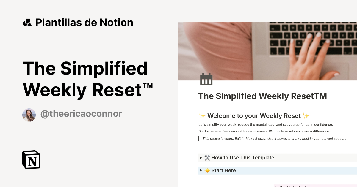 Plantilla The Simplified Weekly Reset™ | Notion Marketplace