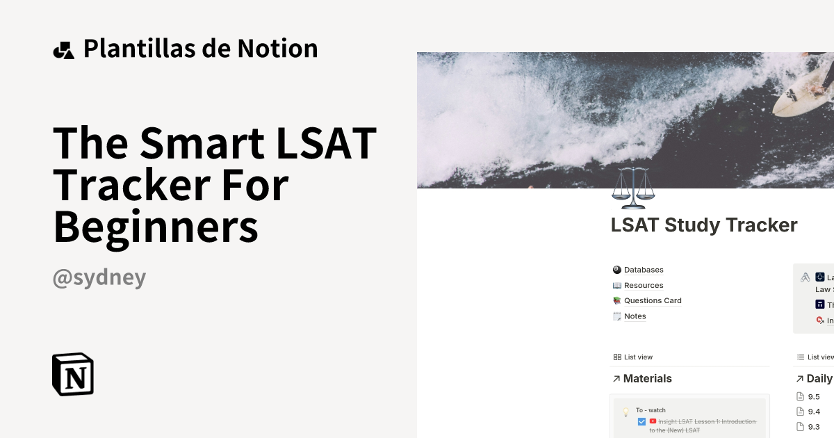 Plantilla The Smart LSAT Tracker For Beginners de Sydney | Notion ...