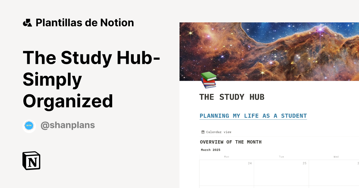 Plantilla The Study Hub- Simply Organized | Notion Marketplace