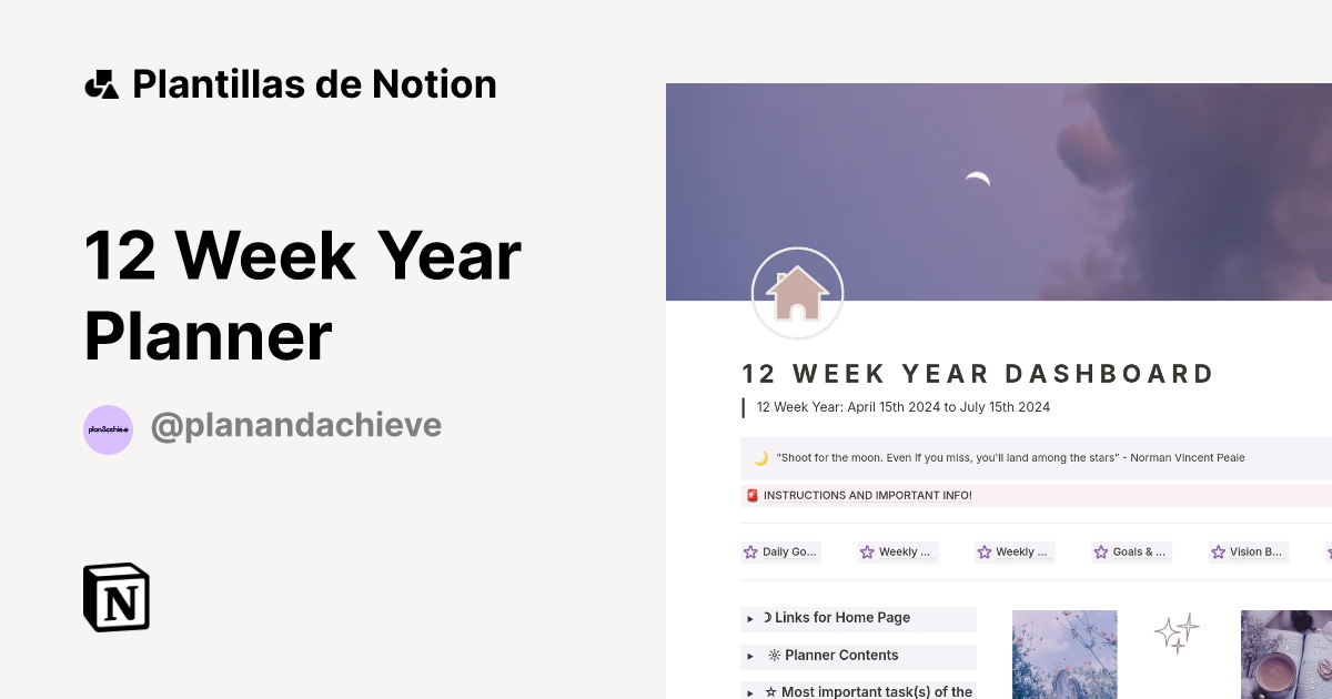 Plantilla 12 Week Year Planner | Notion Marketplace