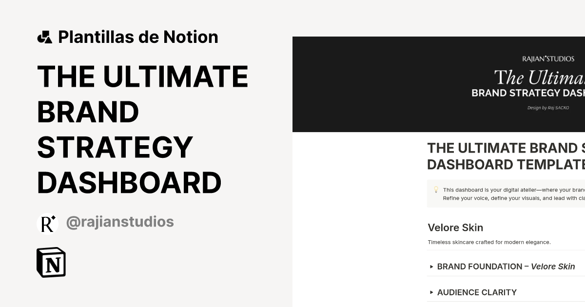 Plantilla THE ULTIMATE BRAND STRATEGY DASHBOARD | Notion Marketplace