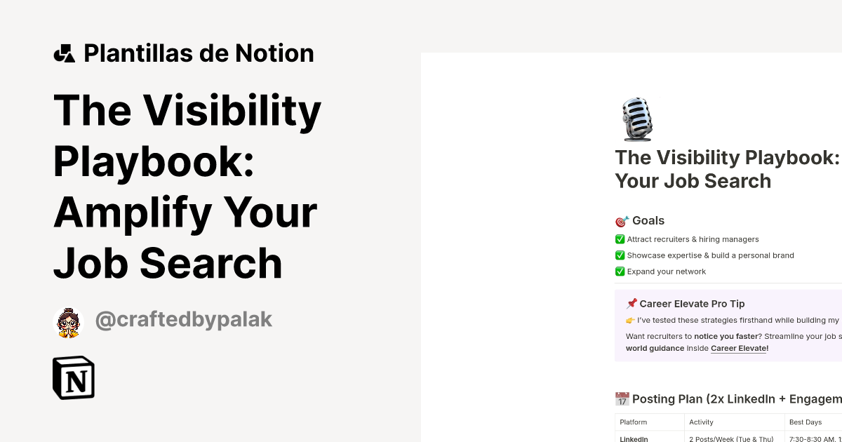 Plantilla The Visibility Playbook: Amplify Your Job Search | Notion ...