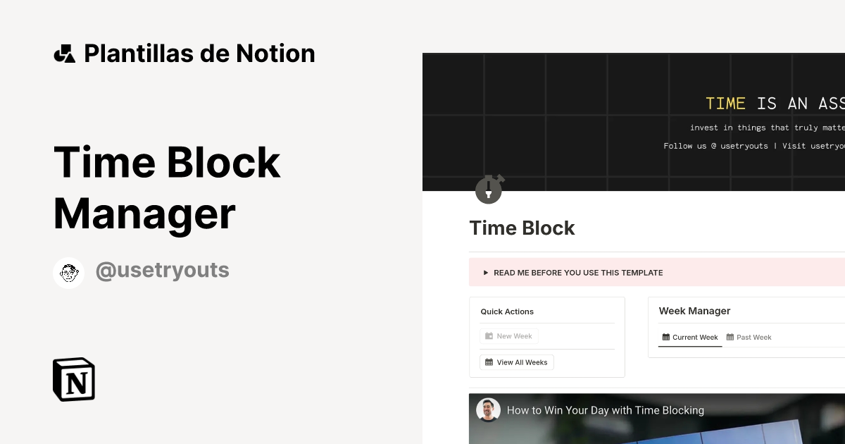Plantilla Time Block Manager | Notion Marketplace