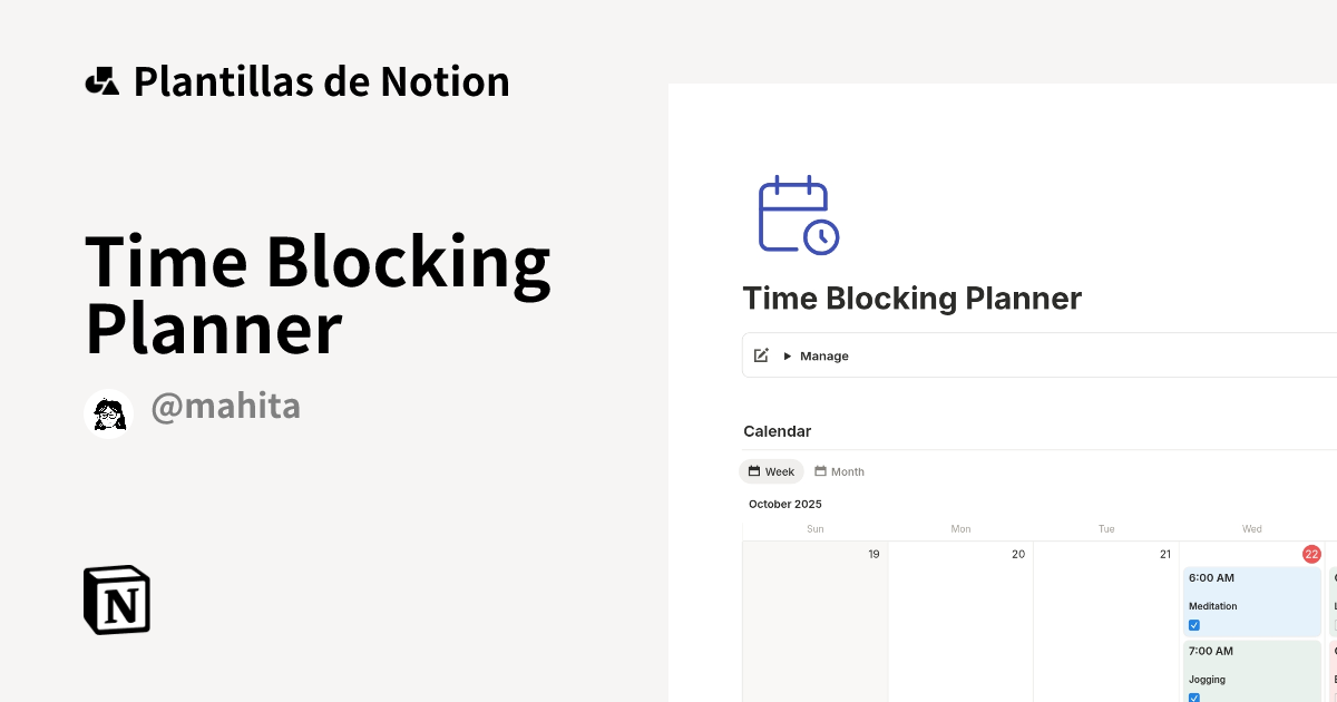 Plantilla Time Blocking Planner | Notion Marketplace