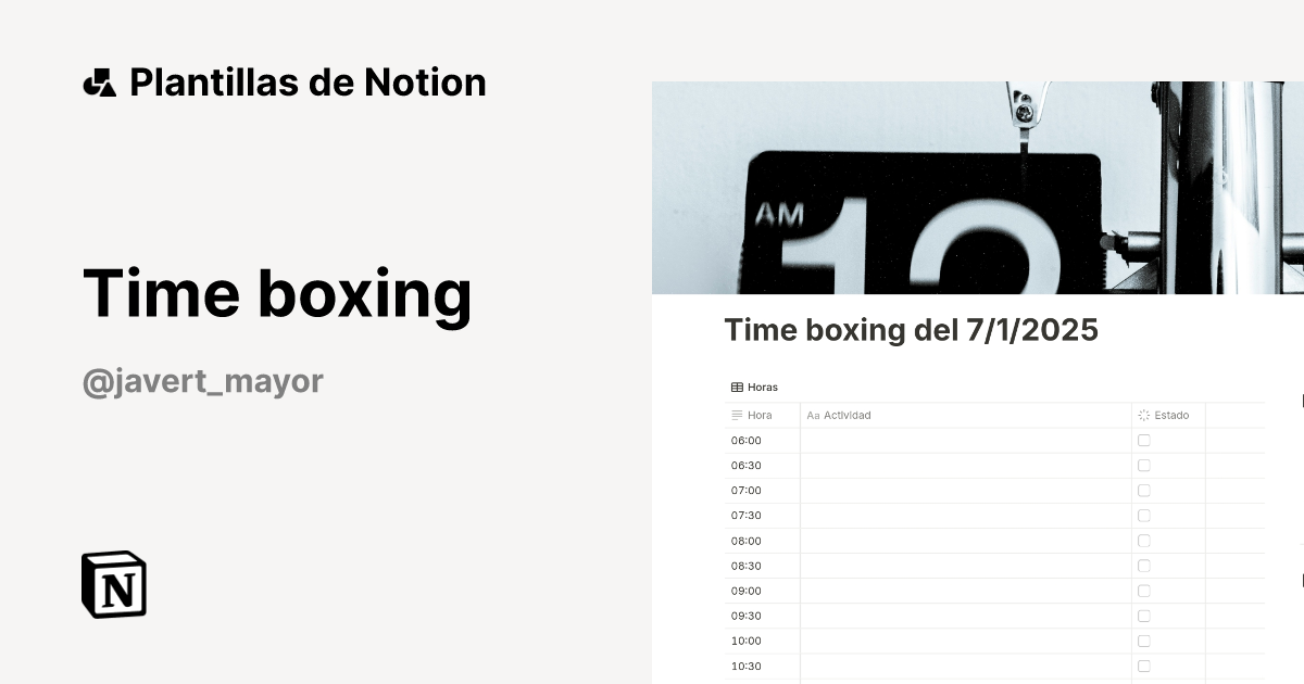 Plantilla Time boxing | Notion Marketplace