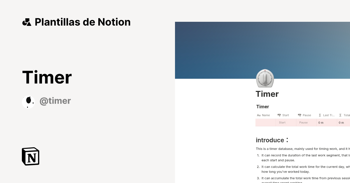Plantilla Timer | Notion Marketplace