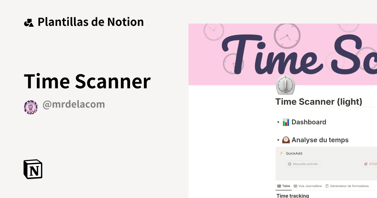 Plantilla Time Scanner | Notion Marketplace