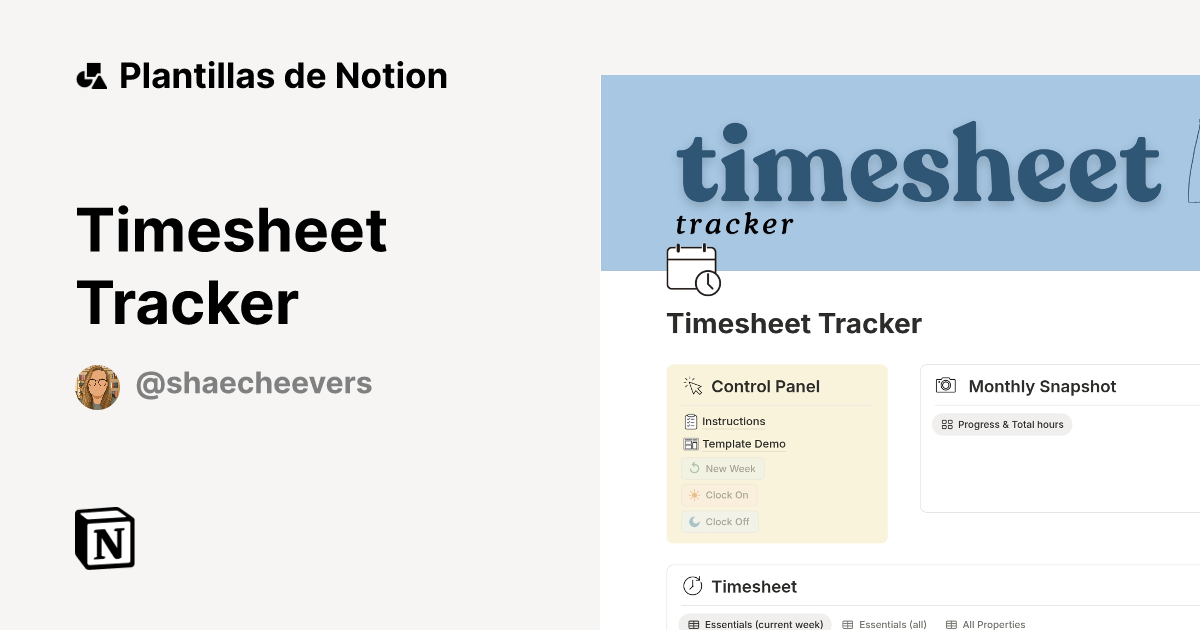 Plantilla Timesheet Tracker | Notion Marketplace
