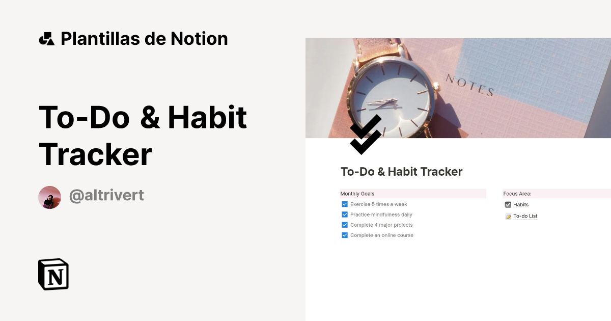 Plantilla To-Do & Habit Tracker de altrivert | Notion Marketplace