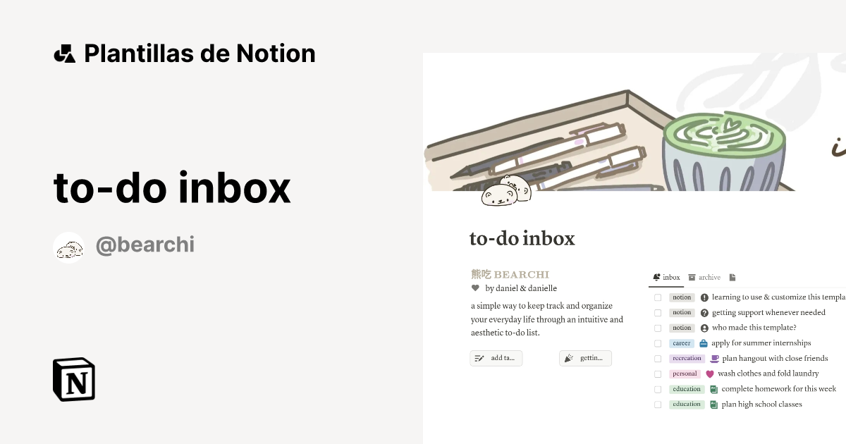 Plantilla to-do inbox | Notion Marketplace