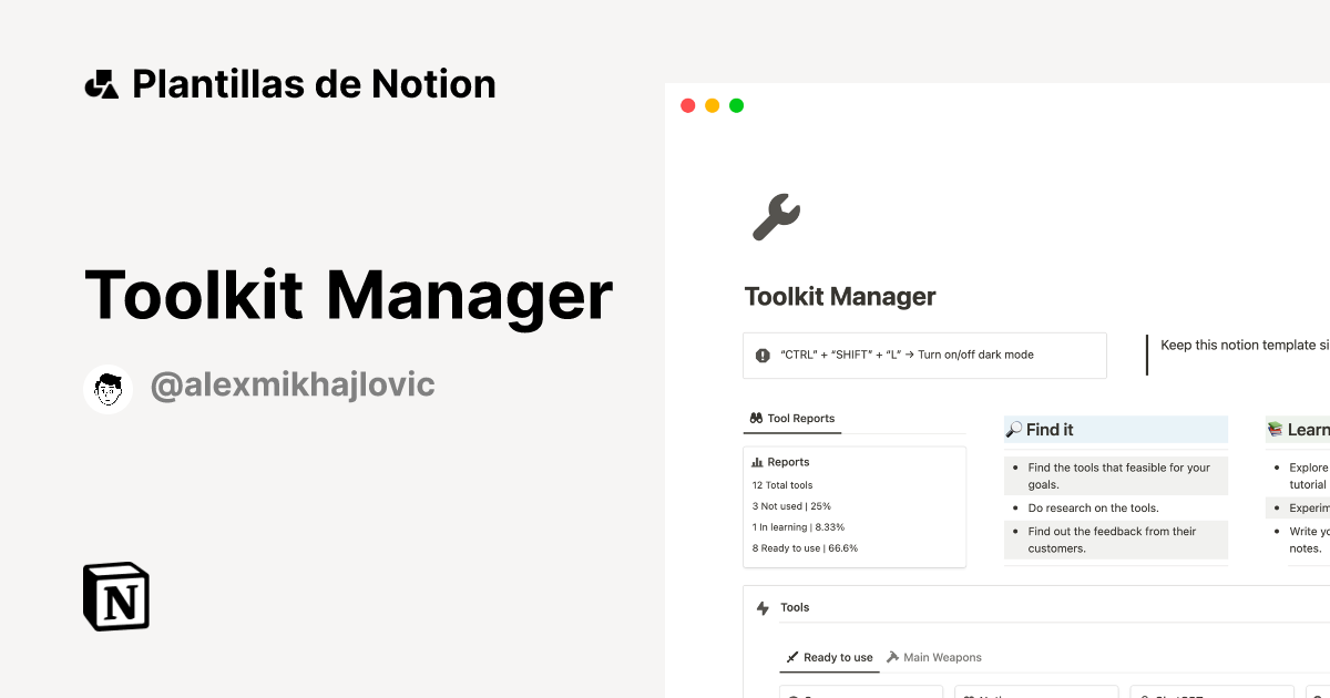 Plantilla Toolkit Manager | Notion Marketplace