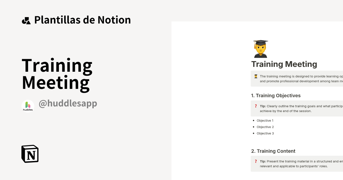 Plantilla Training Meeting | Notion Marketplace