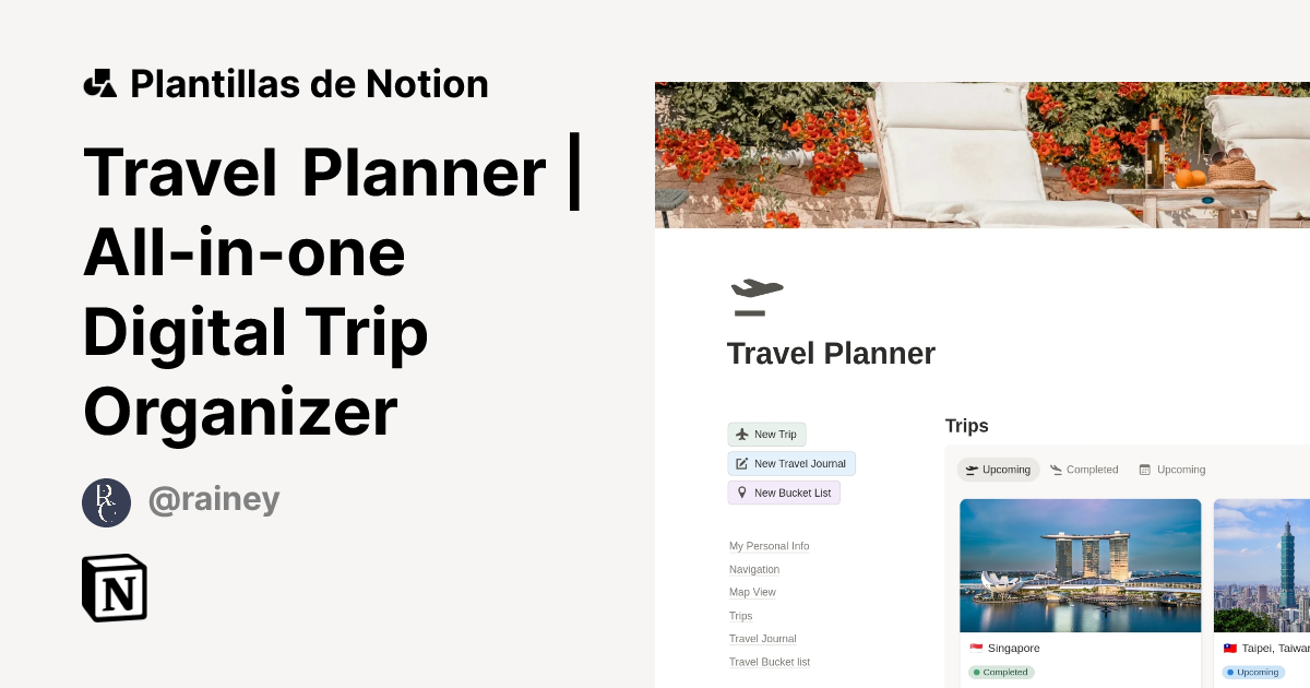 Plantilla Travel Planner | All-in-one Digital Trip Organizer de Rainey ...