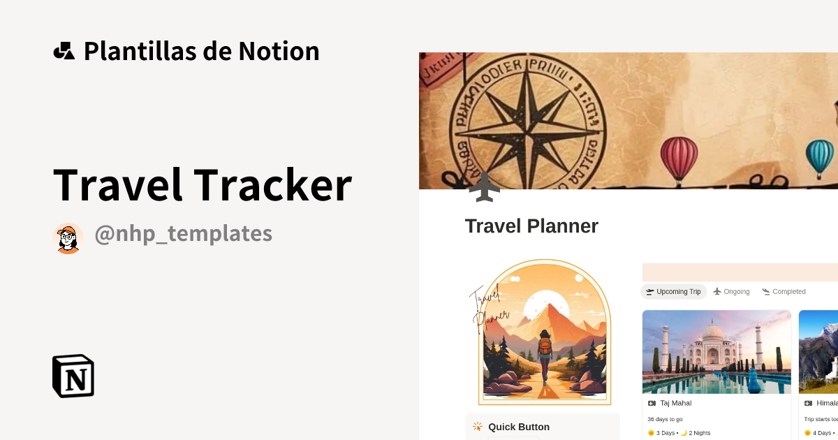 Plantilla Travel Tracker de NHP Templates | Notion Marketplace