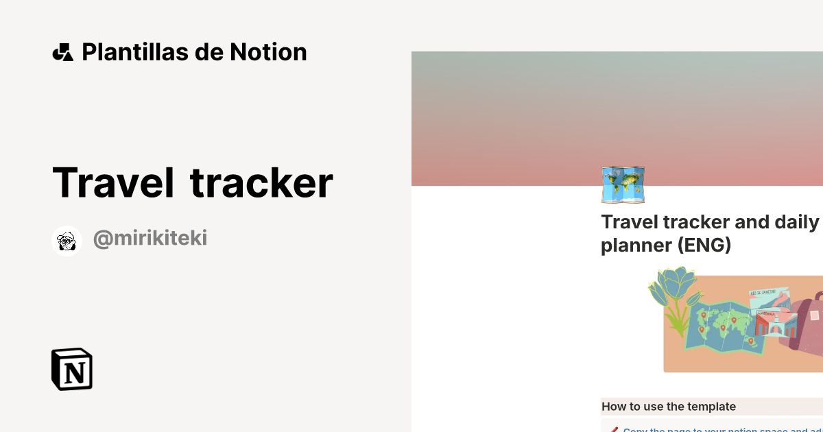 Plantilla Travel tracker de Miri Creates | Notion Marketplace