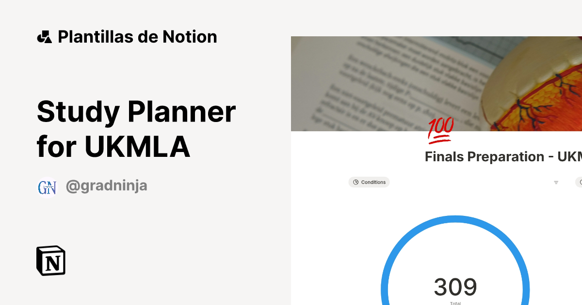Plantilla Study Planner for UKMLA | Notion Marketplace