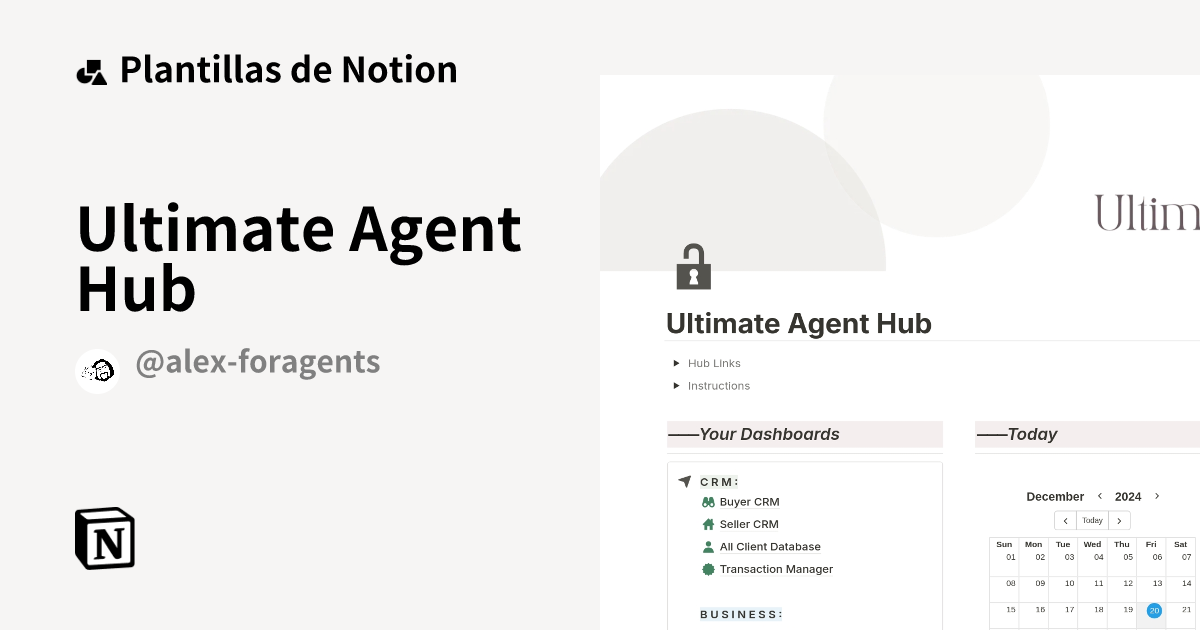 Plantilla Ultimate Agent Hub de Alex & Pumpkin | Notion Marketplace