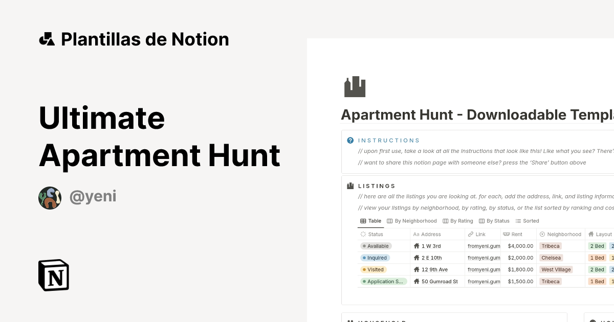 Plantilla Ultimate Apartment Hunt de yeni | Notion Marketplace