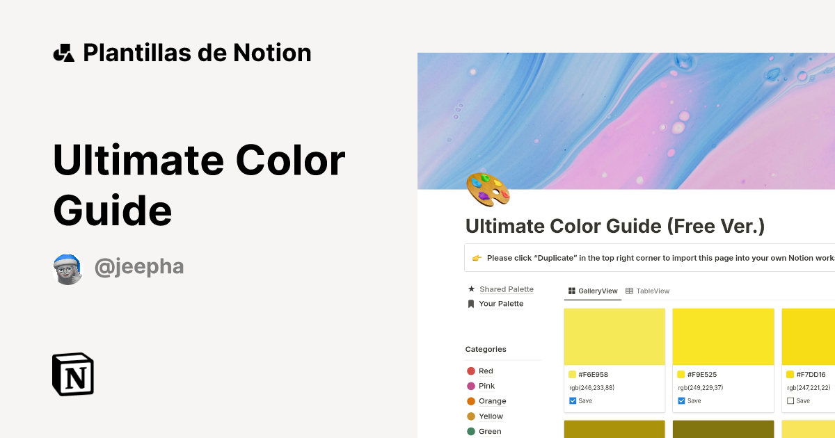Plantilla Ultimate Color Guide | Notion Marketplace