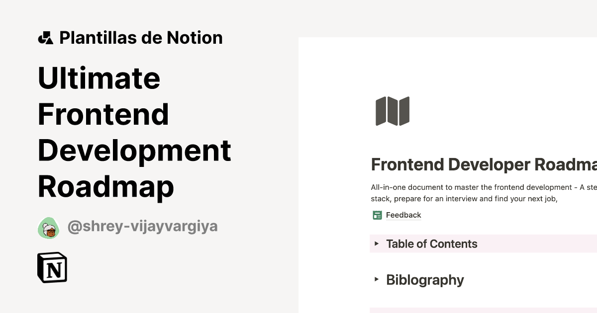 Plantilla Ultimate Frontend Development Roadmap | Notion Marketplace