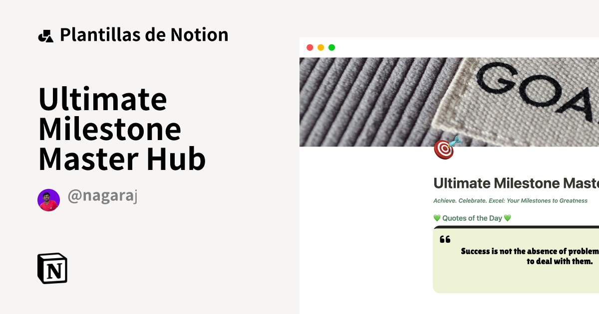 Plantilla Ultimate Milestone Master Hub de Nagaraj | Notion Marketplace