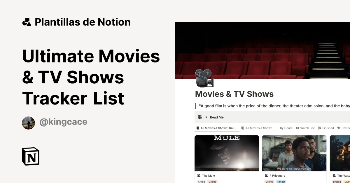 Plantilla Ultimate Movies & TV Shows Tracker List | Notion Marketplace