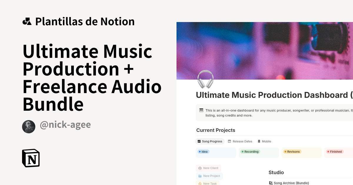 Plantilla Ultimate Music Production + Freelance Audio Bundle de Nick ...