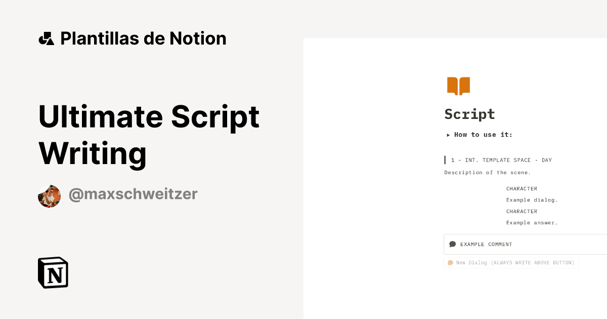 Plantilla Ultimate Script Writing | Notion Marketplace