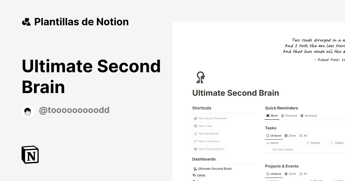 Plantilla Ultimate Second Brain | Notion Marketplace