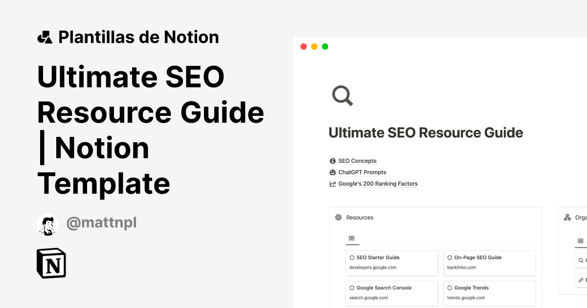 Plantilla Ultimate SEO Resource Guide | Notion Template | Notion ...