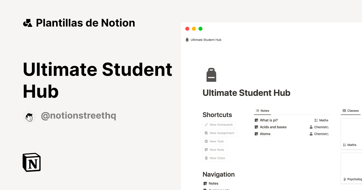 Plantilla Ultimate Student Hub | Notion Marketplace