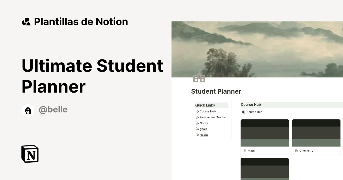 Plantilla Ultimate Student Planner de Belle | Notion Marketplace