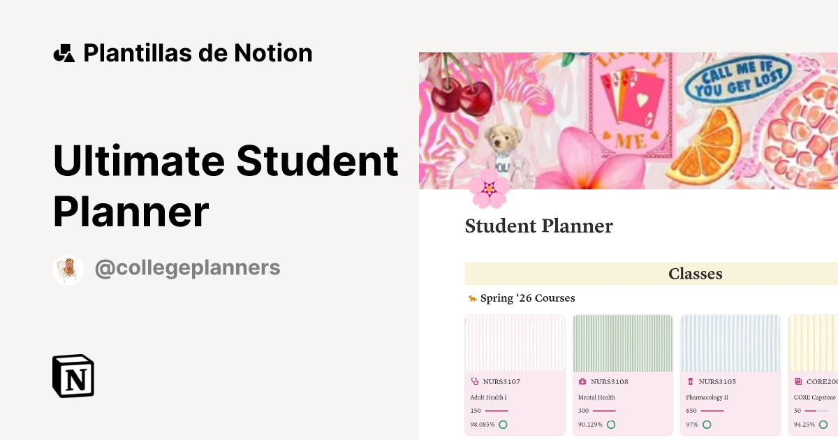 Plantilla Ultimate Student Planner de Emily Graves | Notion Marketplace