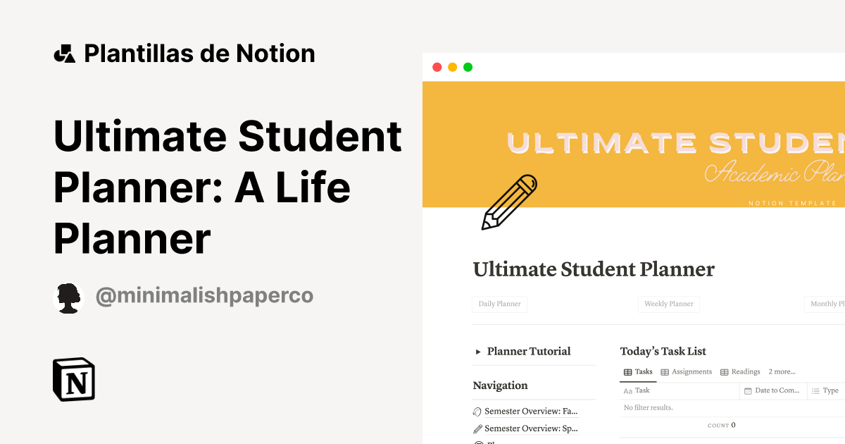Plantilla Ultimate Student Planner: A Life Planner de Jessica Holland at Minimalish Paper Co ...