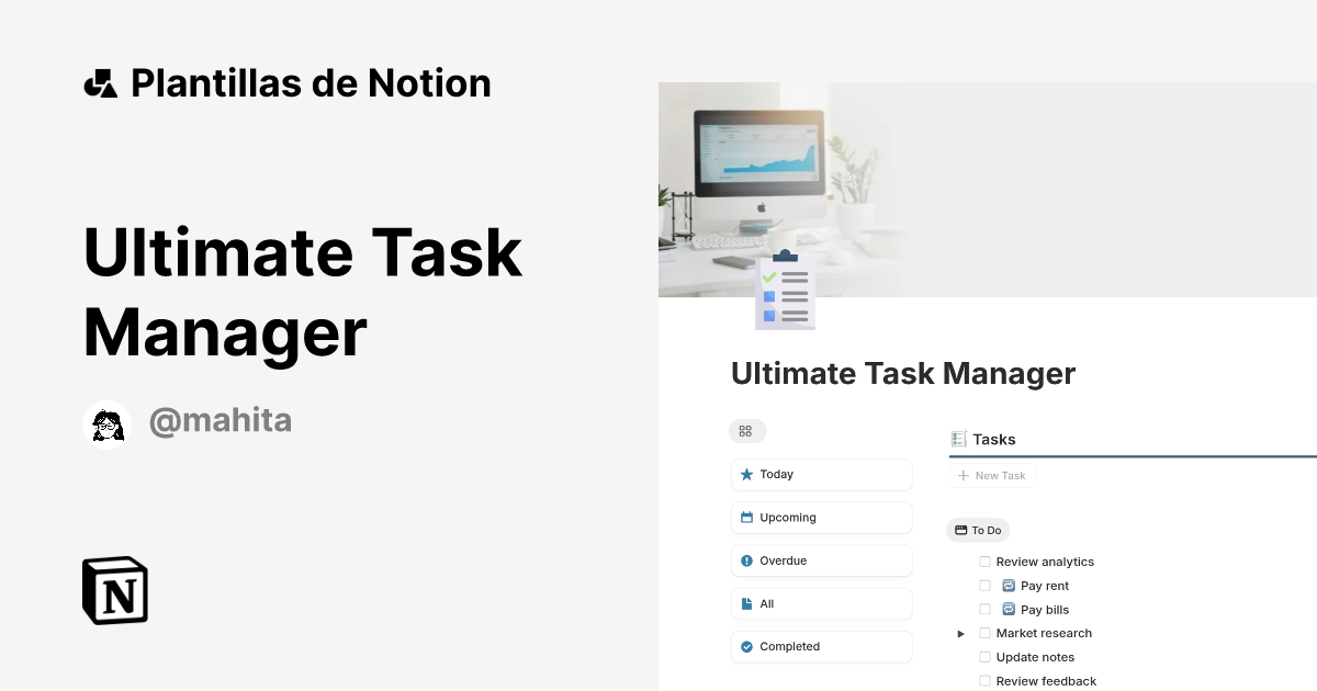 Plantilla Ultimate Task Manager | Notion Marketplace