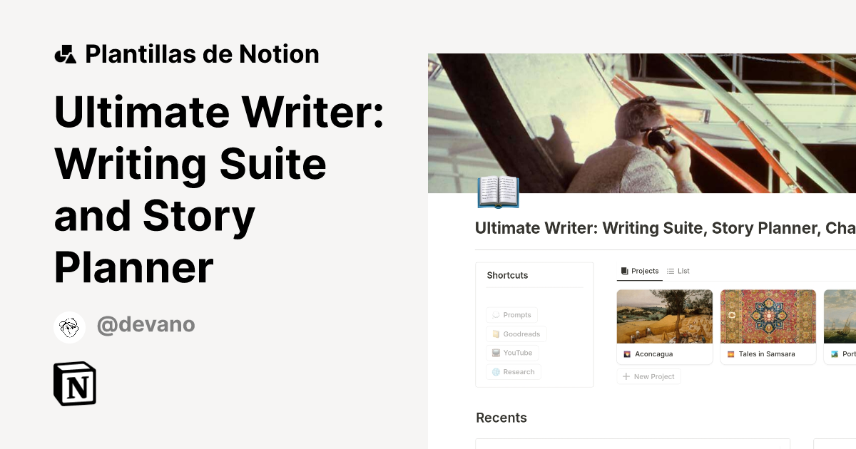 Plantilla Ultimate Writer: Writing Suite and Story Planner | Notion ...