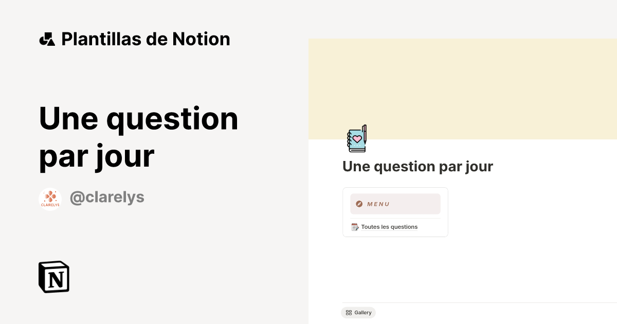 Plantilla Une question par jour | Notion Marketplace