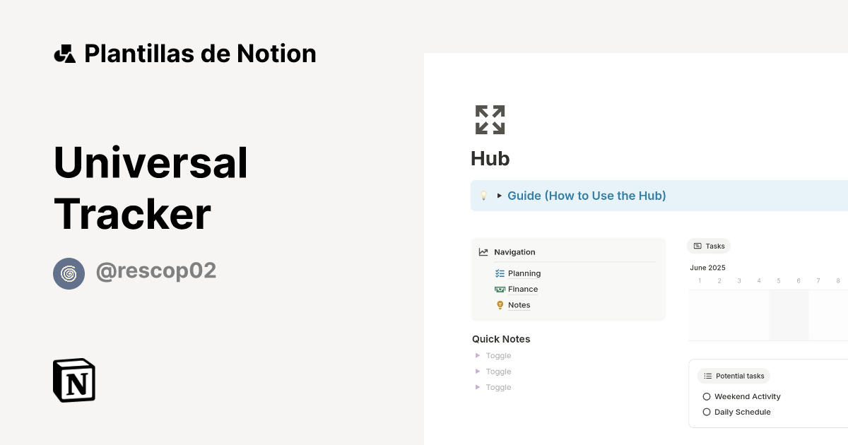Plantilla Universal Tracker de RESCOP | Notion Marketplace
