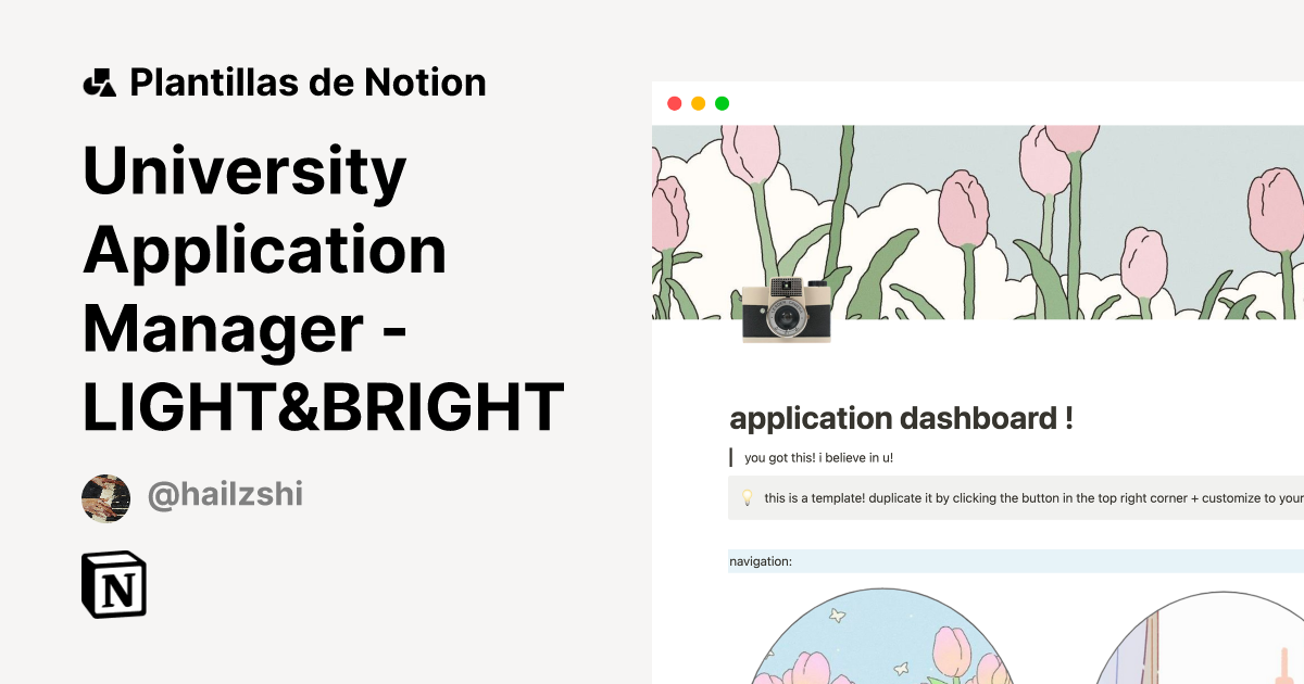 Plantilla University Application Manager - LIGHT&BRIGHT | Notion ...