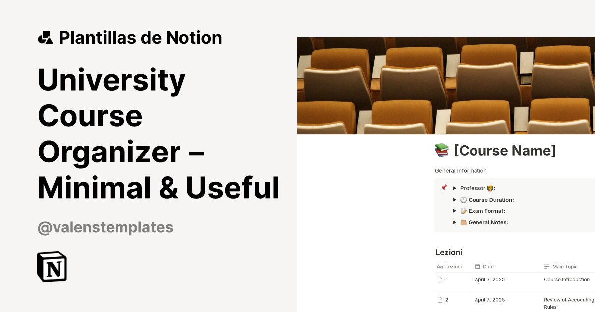 Plantilla University Course Organizer – Minimal & Useful de Valen's ...