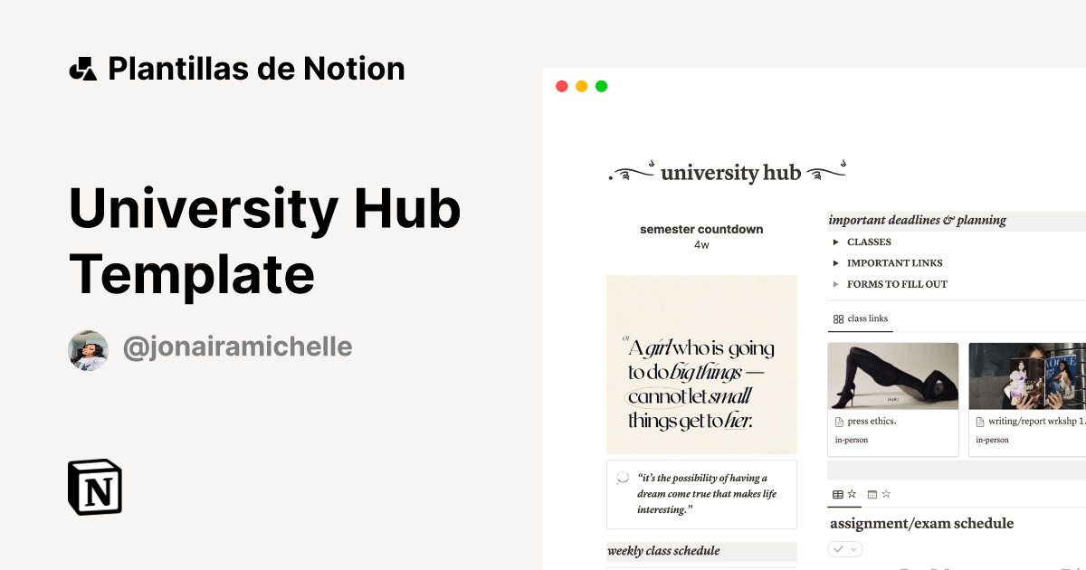 Plantilla University Hub Template | Notion Marketplace