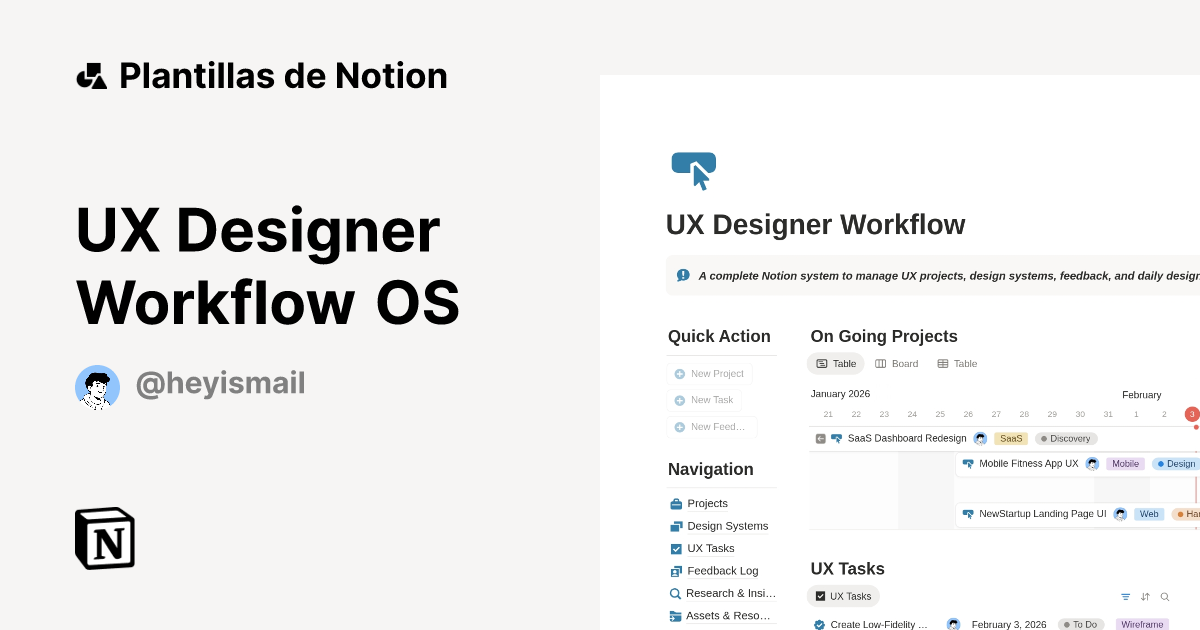 Plantilla UX Designer Workflow OS | Notion Marketplace