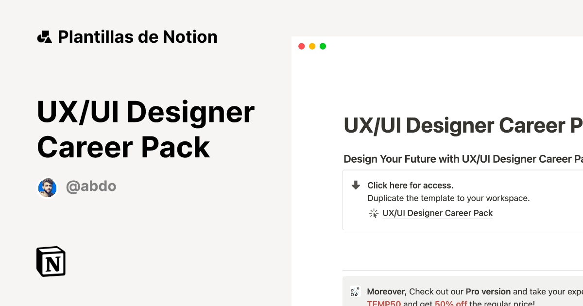 Plantilla UX/UI Designer Career Pack | Notion Marketplace