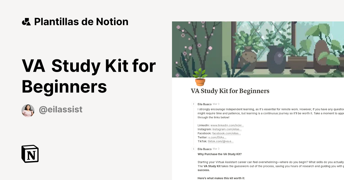 Plantilla VA Study Kit for Beginners | Notion Marketplace