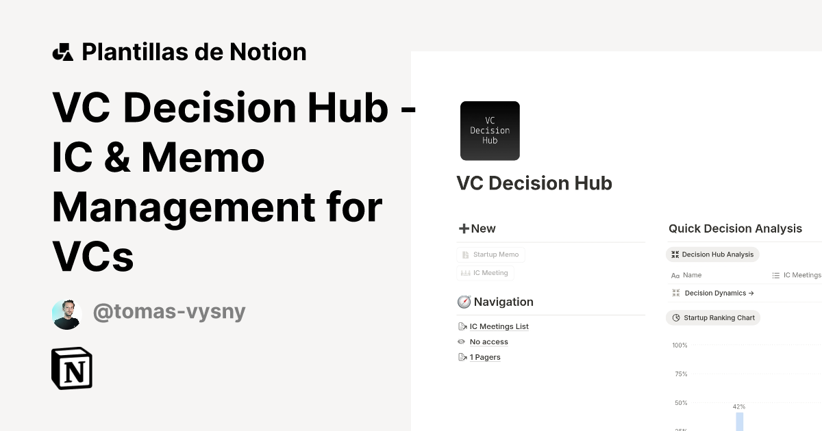 Plantilla VC Decision Hub - IC & Memo Management for VCs | Notion Marketplace