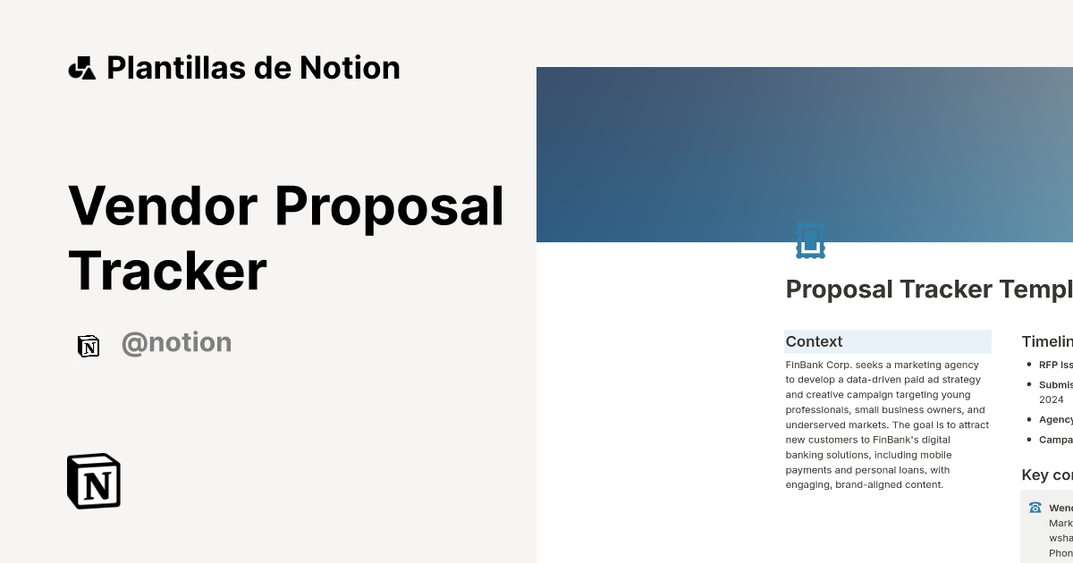 Plantilla Vendor Proposal Tracker de Notion | Notion Marketplace