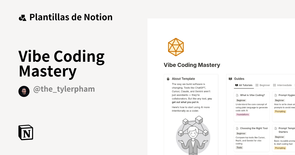 Plantilla Vibe Coding Mastery de Tyler Pham | Notion Marketplace