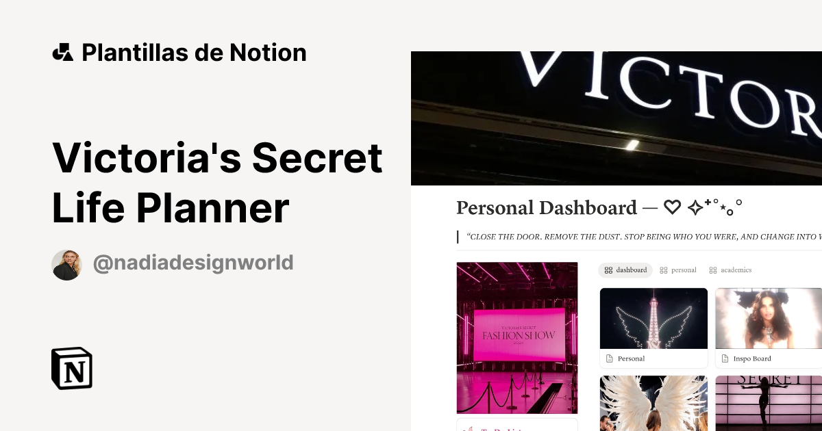 Plantilla Victoria's Secret Planner- All in One de Nadiadesignworld ...